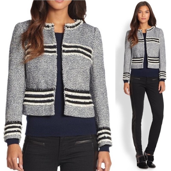 Tory Burch | Jackets & Coats | Tory Burch Rosemary Blue Tweed Jacket | Poshmark